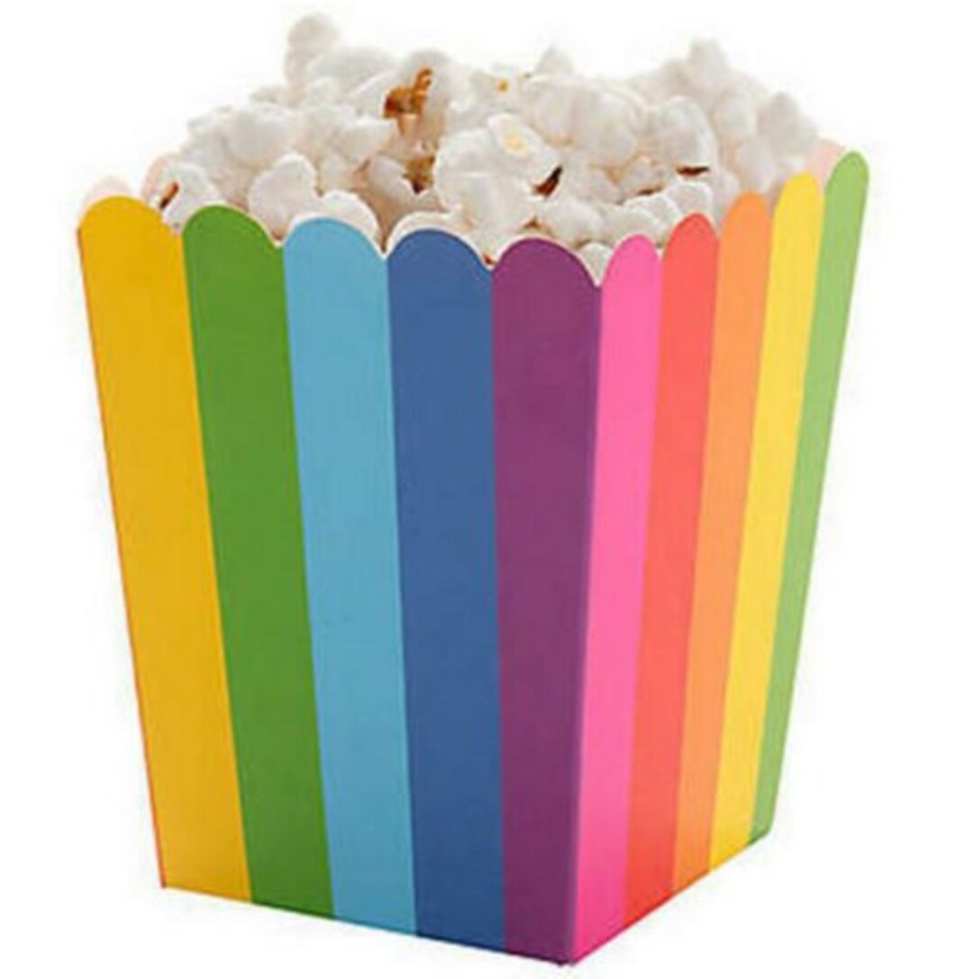 Pack of 12 Rainbow Popcorn Boxes Colourful Containers for a Festive ...