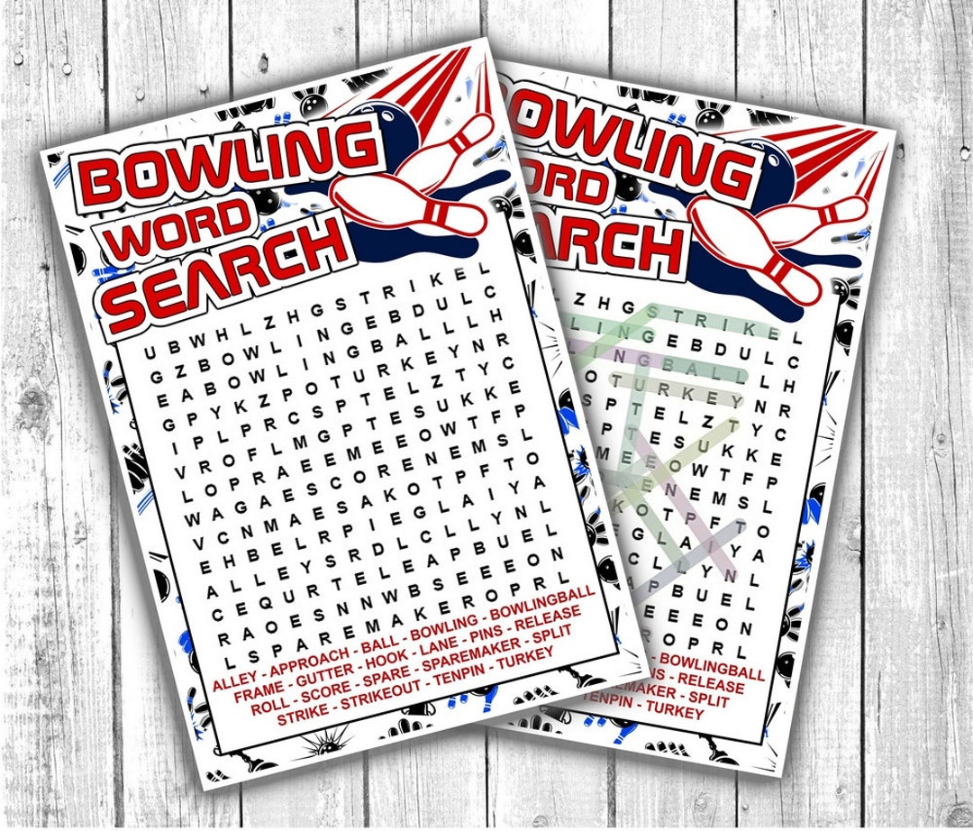 Ten Pin Bowling Word Search | Bowling Birthday Party Game | Fun Bowling ...
