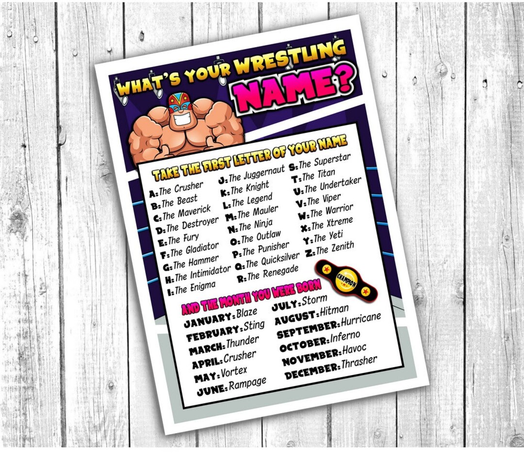 Wrestling Names, What's Your Wrestling Name Sign, Wrestling Birthday ...