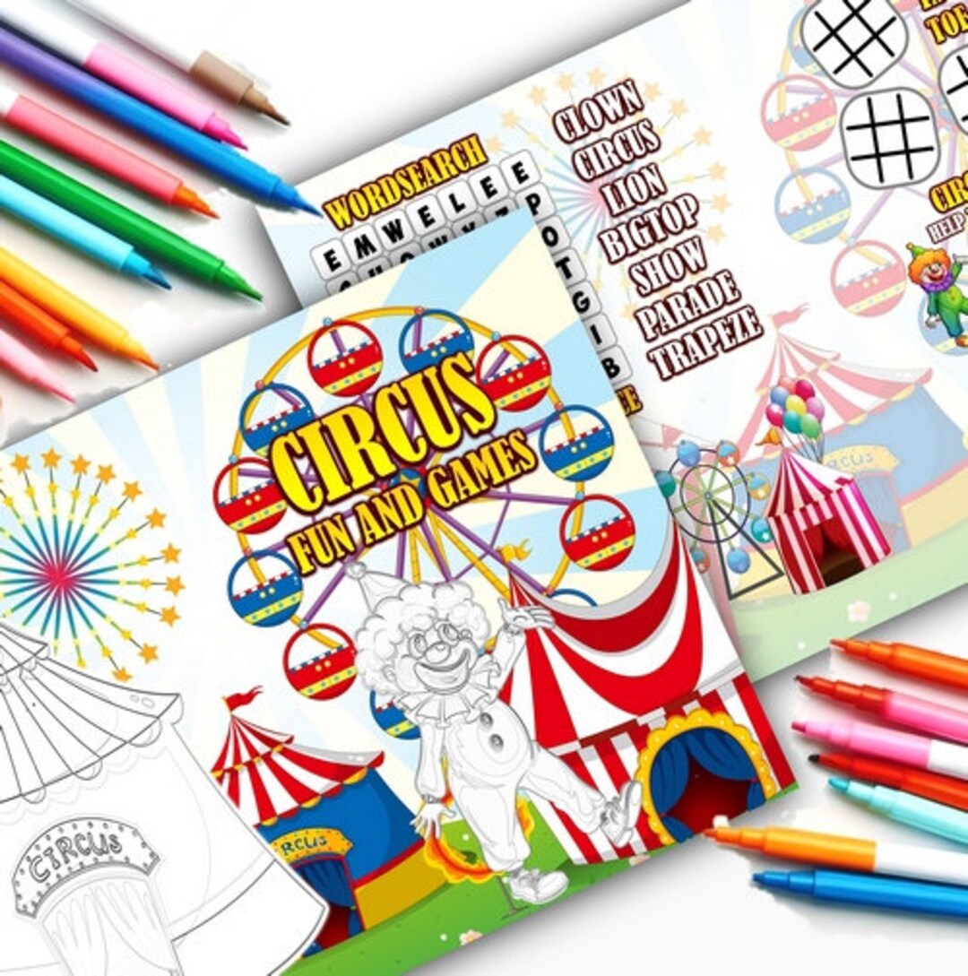 Pack of 18 Circus Carnival Fun and Games Activity Sheets Party Bag ...