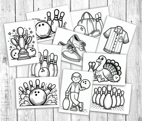 10 X Ten Pin Bowling Colouring Pages for Kids, Colouring Pages ...