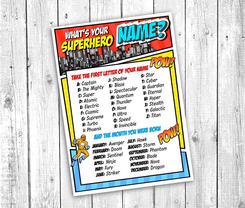 Superhero Party Sign, What's Your Superhero Name Sign, Superhero ...