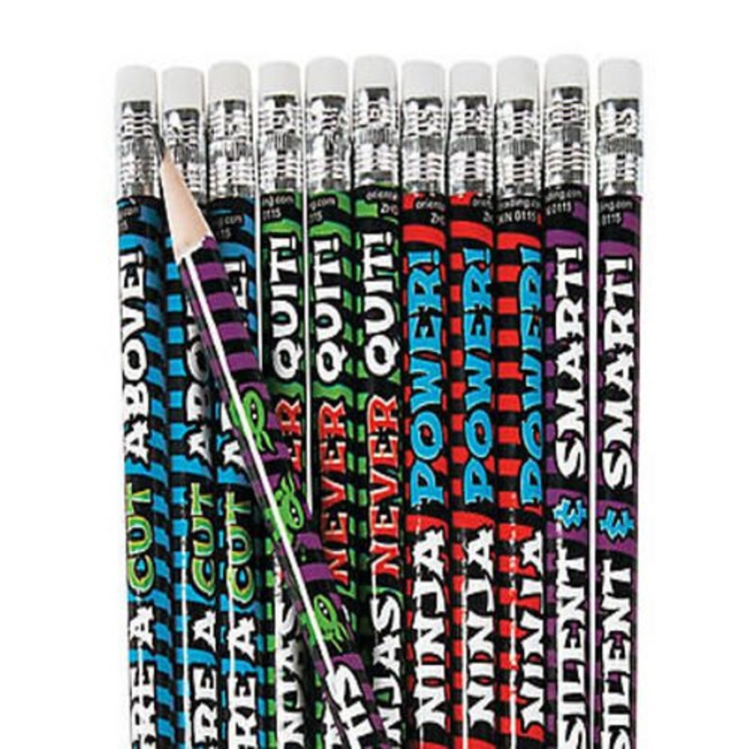 Pack of 12 Learning Ninja Pencils With Erasers Warrior Party Bag ...