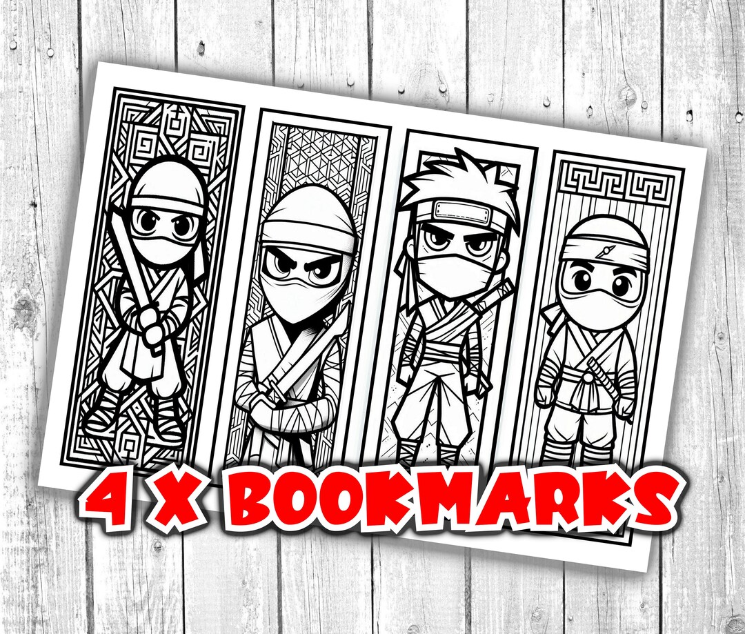 4 Ninja Printable Colouring Bookmarks - Colour Your Own Bookmarks for ...
