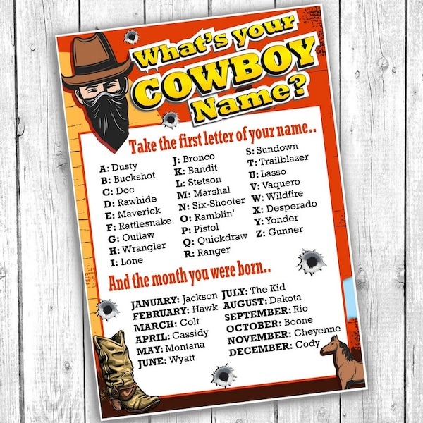 Cowboy Name - Etsy