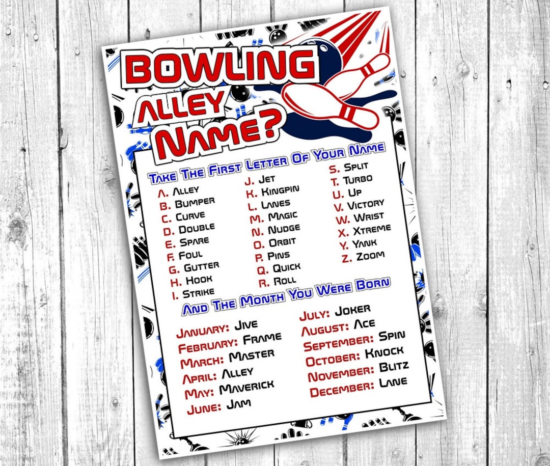 Ten Pin Bowling Names, What's Your Bowling Alley Name Sign, Ten Pin ...