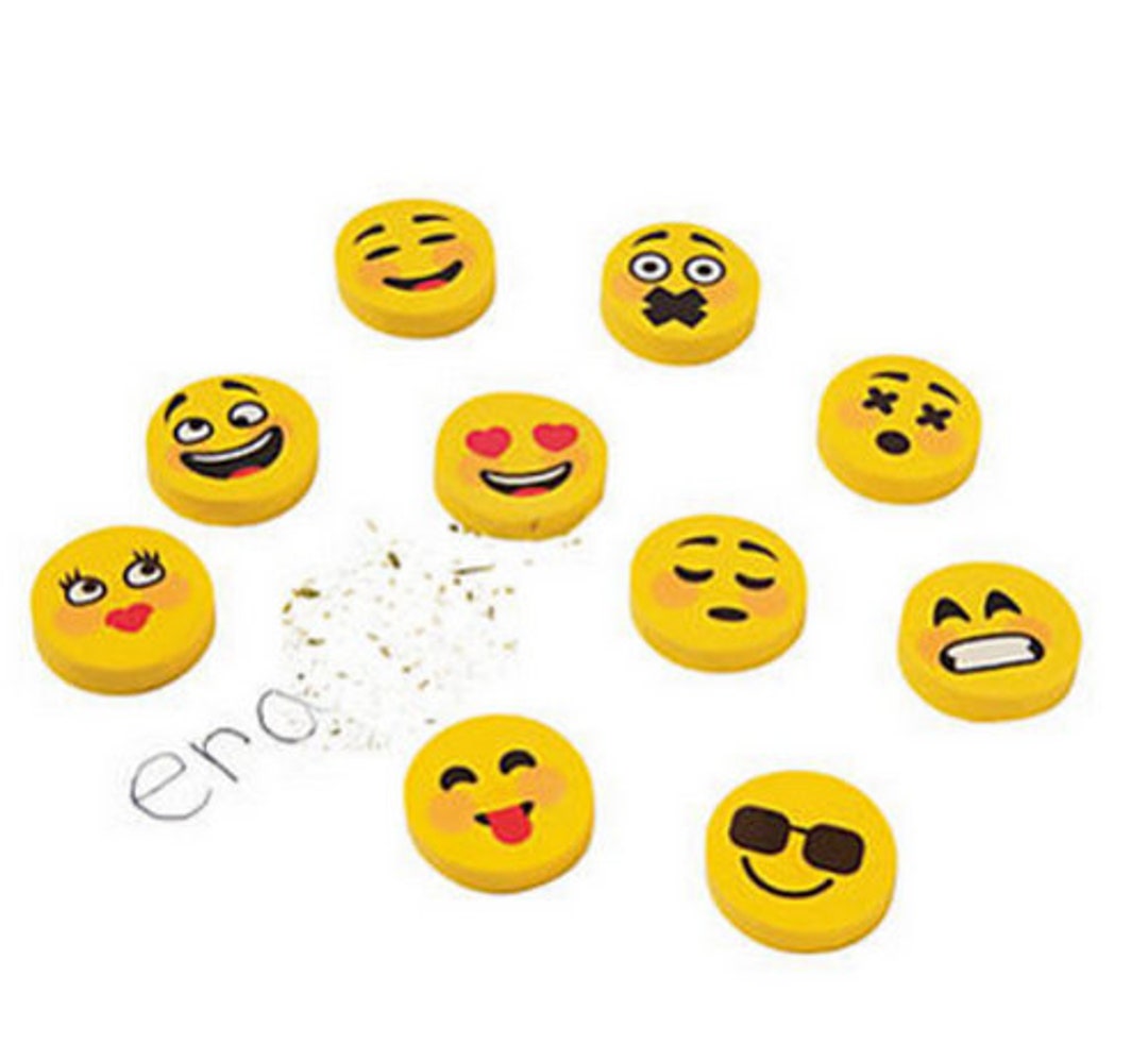 Pack of 20 Emoji Smiley Erasers Fun and Expressive Stationery ...