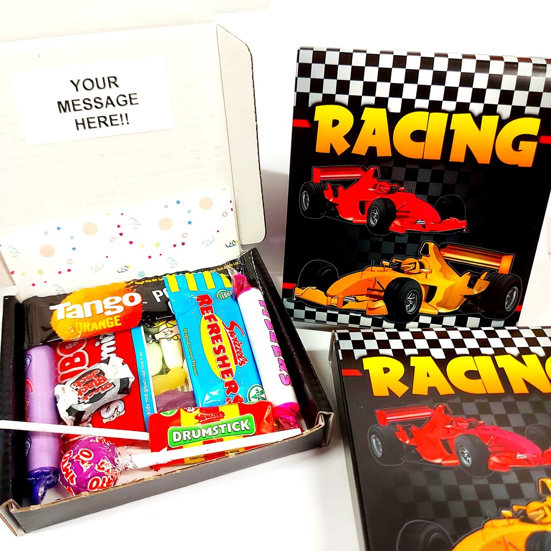 Racing Car Sweet Box – Retro Treats Personalised Gift | Kids Party ...