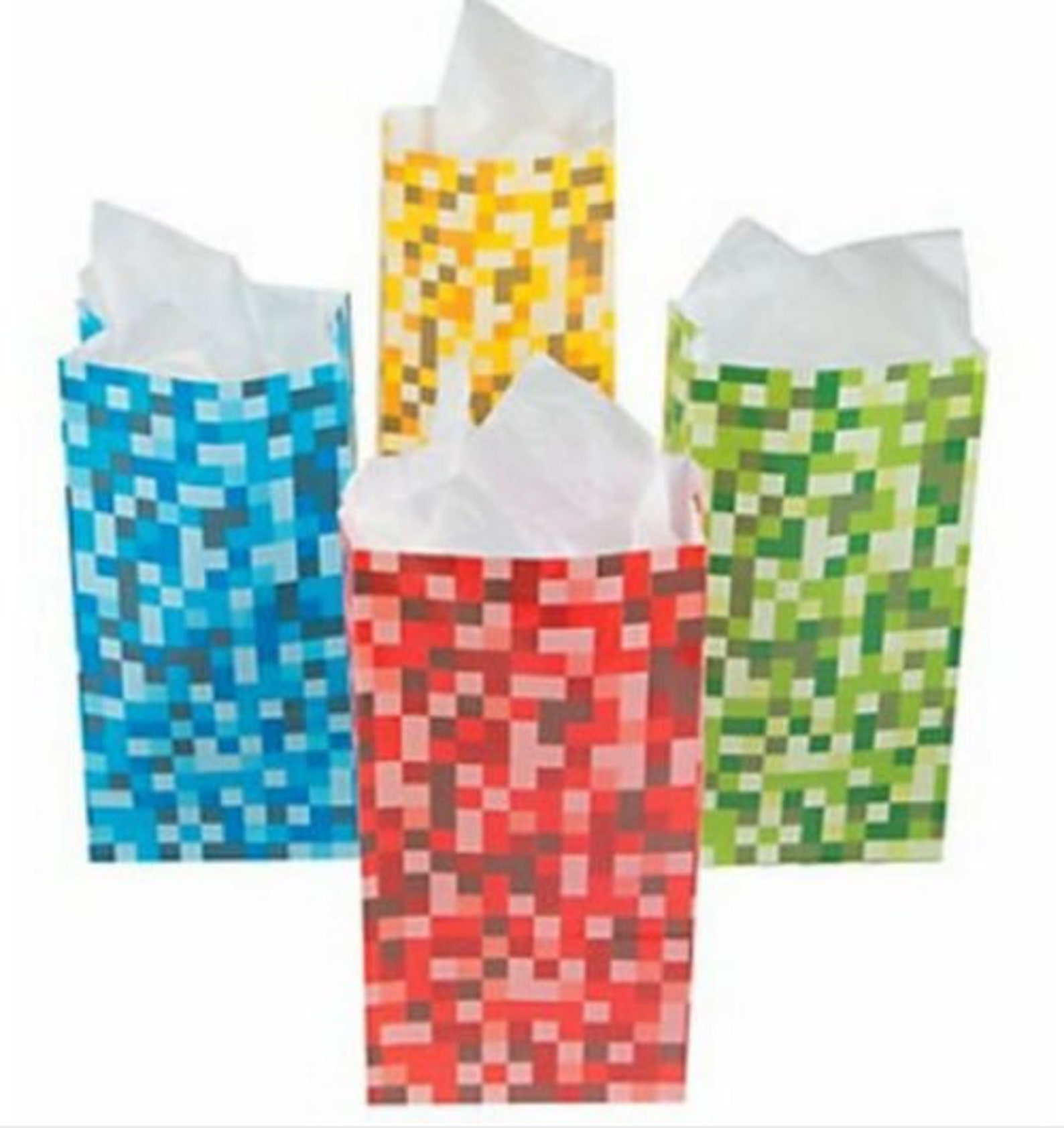 Pack of 12 Pixel Digi Block Paper Party Bags Mine Blocks - Etsy UK