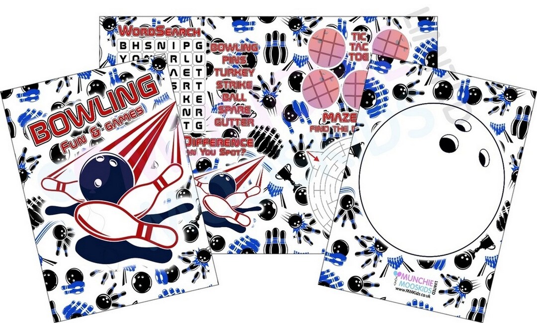 Pack of 18 Bowling Fun and Games Activity Sheets Party Bag Books ...