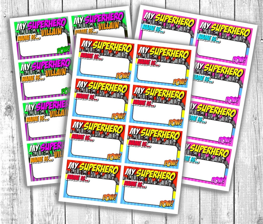 Set of 3 Superhero Party Name Cards 'my Superhero Name Is' for Birthday ...