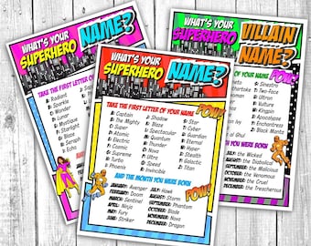Superhero Party Sign, What's Your Superhero Name Sign, Superhero ...