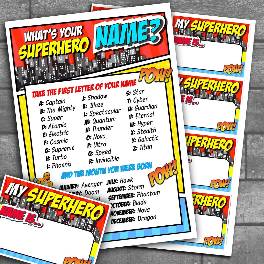 Superhero Party Sign, What's Your Superhero Name Sign, Superhero ...
