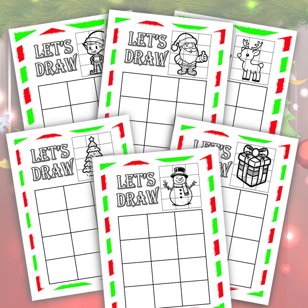 Christmas Let's Draw Activity Sheets | Festive Grid Drawing Game | 6 ...