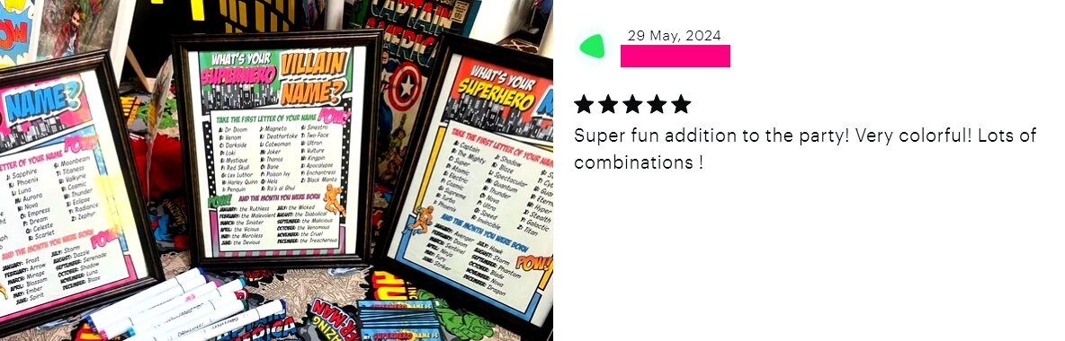 3 X Superhero Party Sign, What's Your Superhero Name Sign, Birthday ...