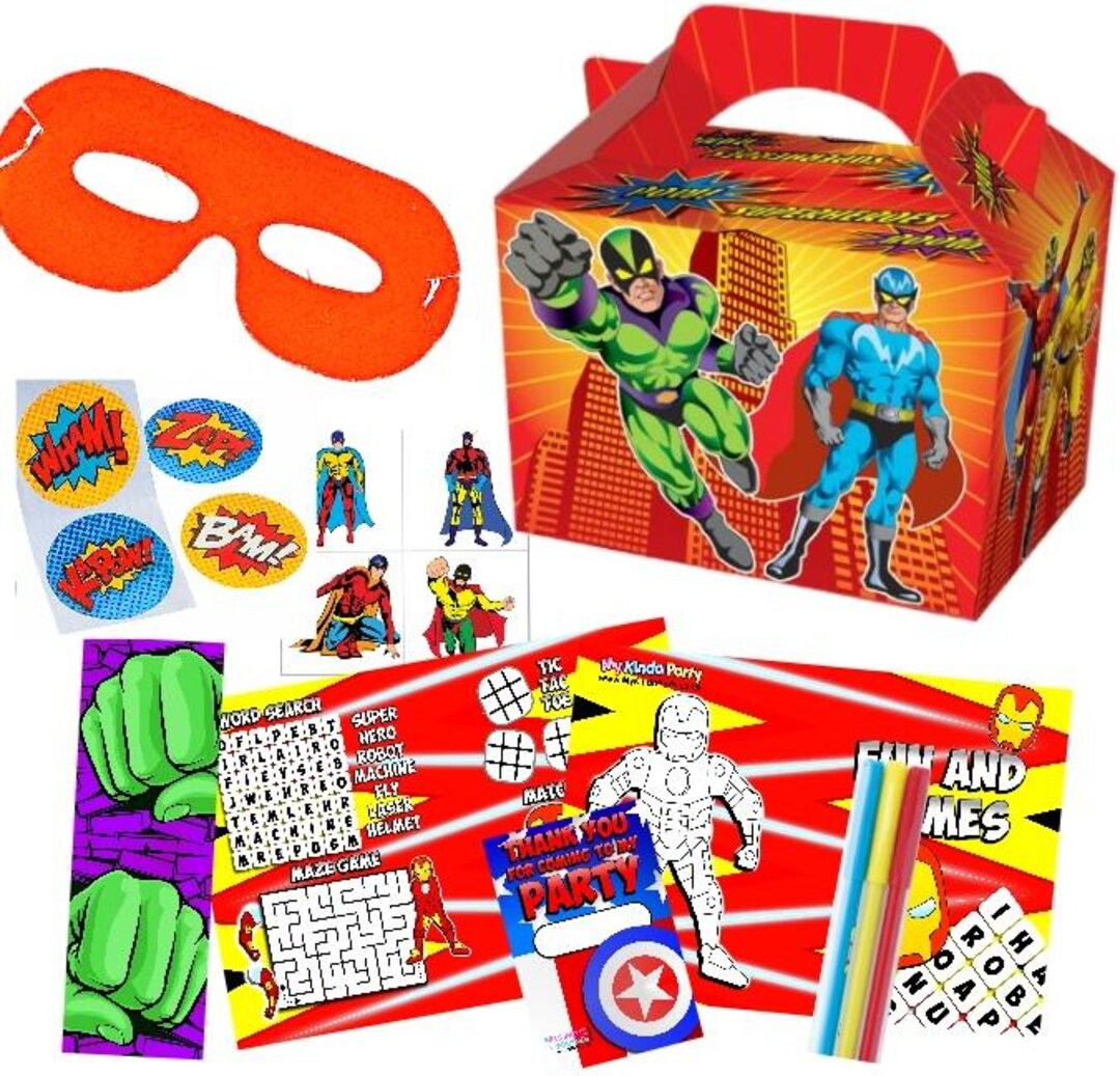 Pre-filled Superhero Party Box - Action-packed Favours for Kids ...