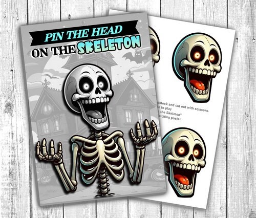 Pin the Head on the Skeleton Game - Add Spooky Fun to Your Halloween ...