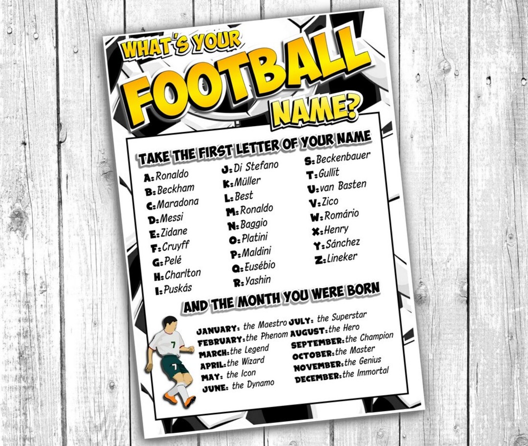 Football Names, What's Your Football Name Sign, Football Birthday Party ...