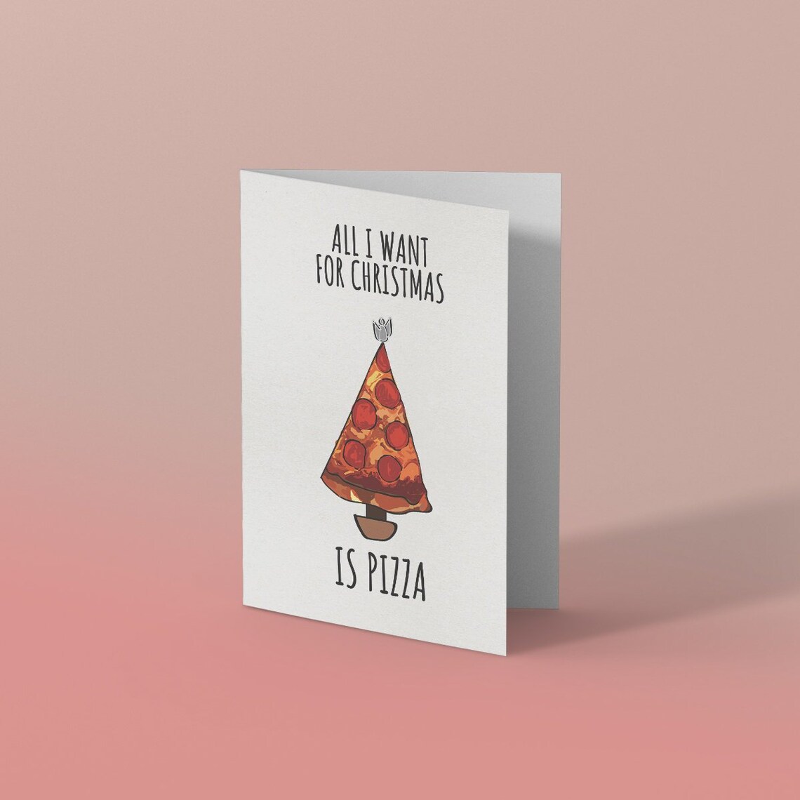 Illustrated Pizza Christmas Card Pizza Card Pizza Tree - Etsy