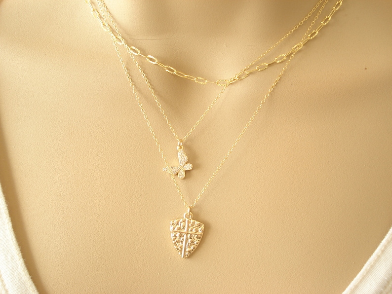 Shield Necklace...gold Cross Shield of Faith Pendant Charm - Etsy