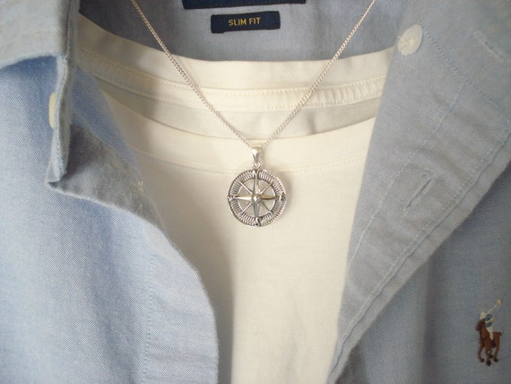 Compass Necklace...sterling Silver Compass Pendant Charm for - Etsy