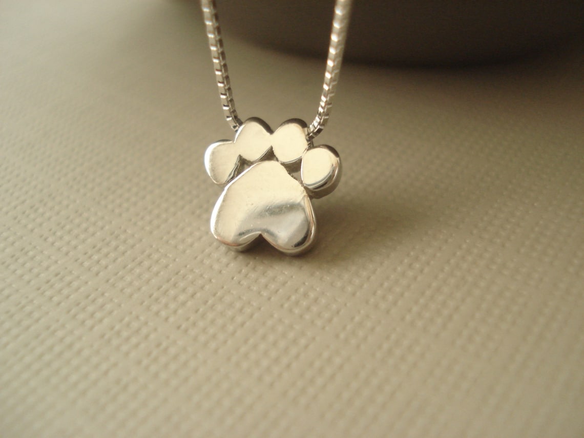 Sterling Silver Paw Necklace...personalized Paw Initial - Etsy