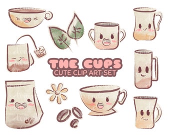 Kawaii Beverages - Cute Clip Art Set | Digital Stickers | PNG and JPG ...