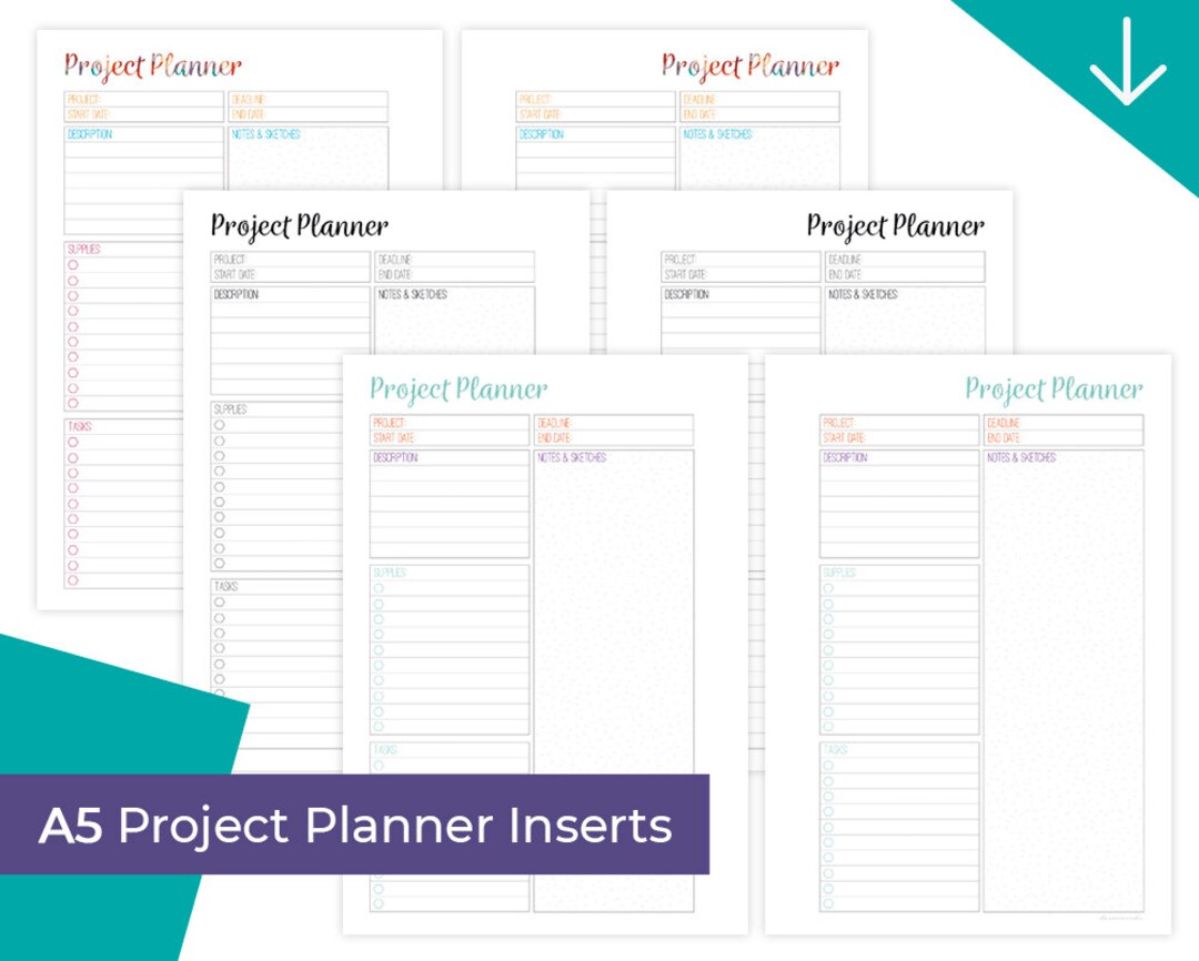 A5 Project Planner Inserts - Etsy