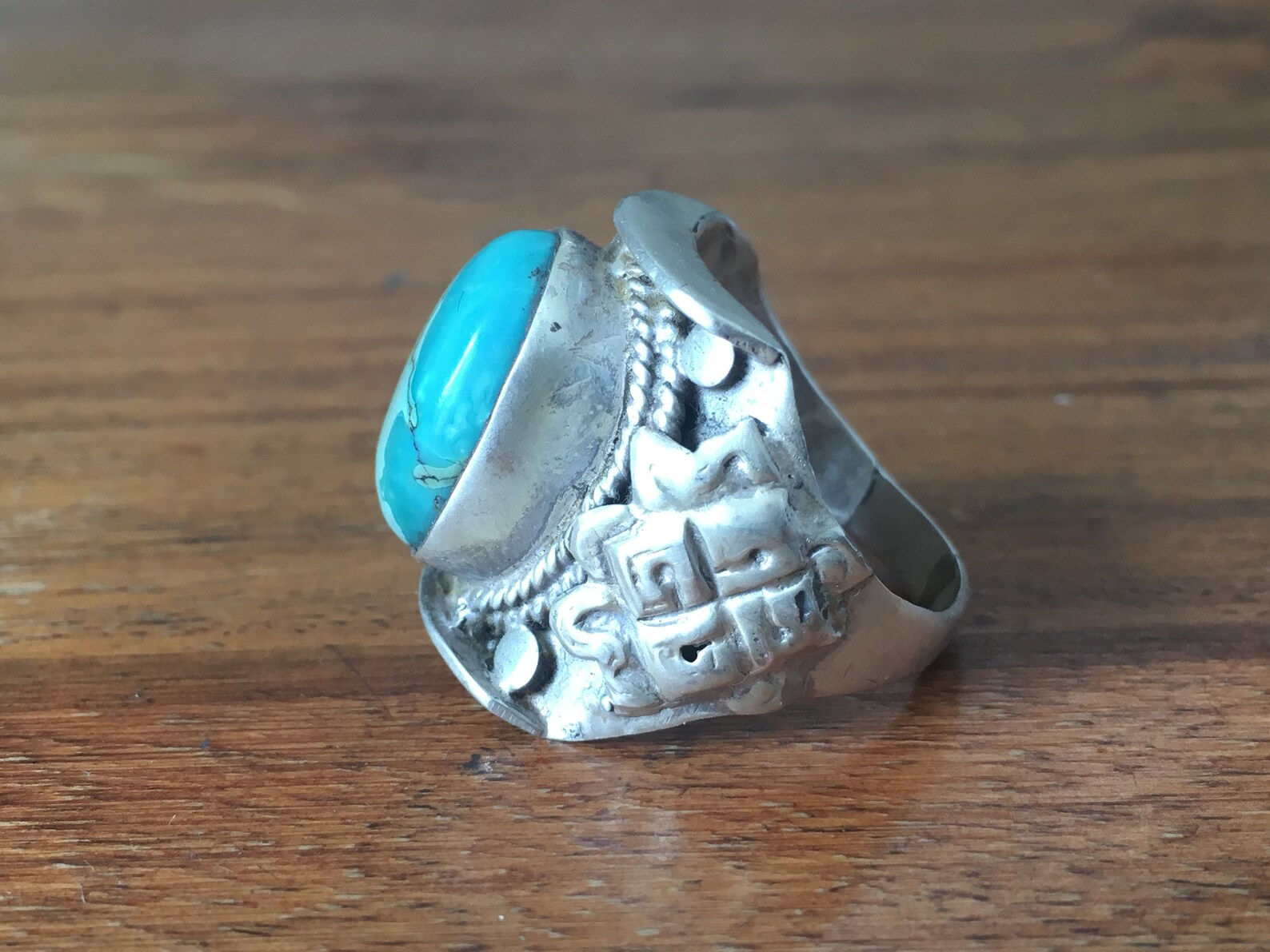 Turquoise & Sterling Silver Vintage Indian Ring - Silver 925 - Solid ...