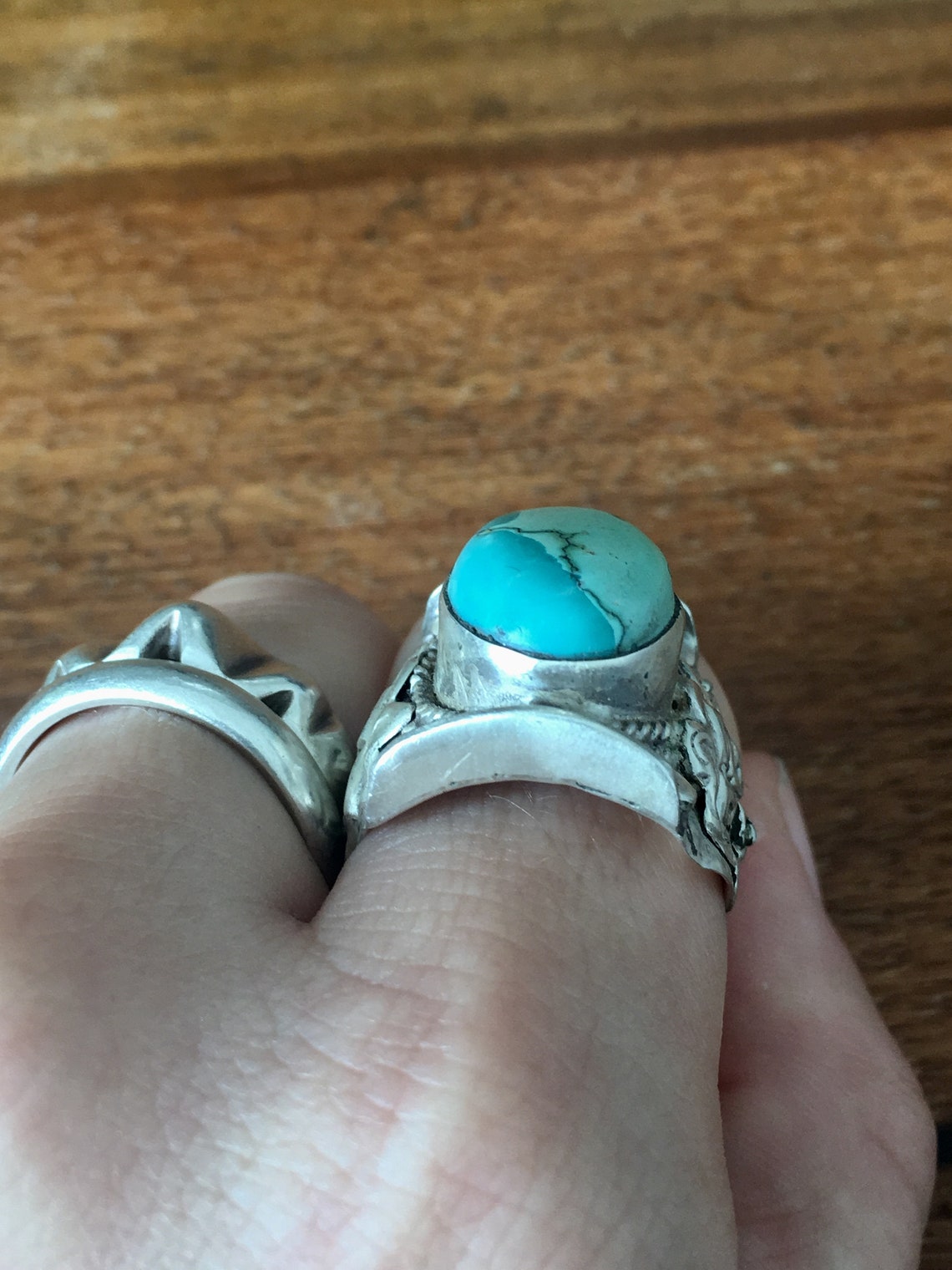 Turquoise & Sterling Silver Vintage Indian Ring - Silver 925 - Solid ...