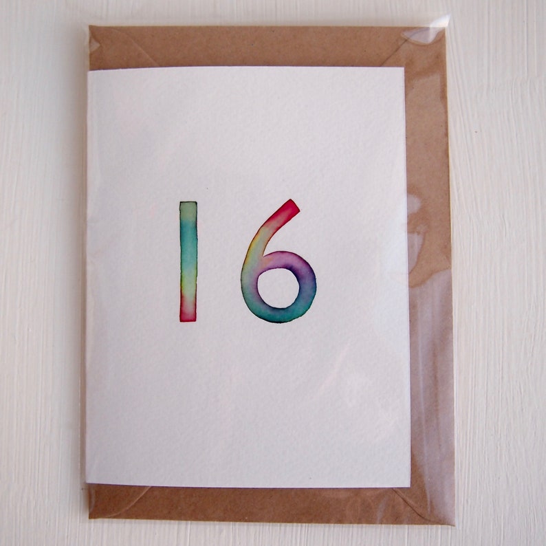 Handmade Custom 16th Birthday Card Watercolour Special Age 16 - Etsy