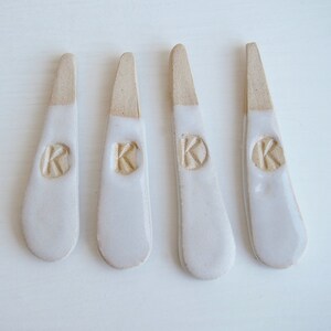 Handmade Mini White Pottery Salt or Spice Spoon, White Ceramic Salt ...