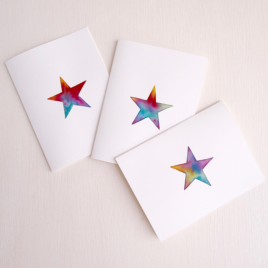 Handmade Watercolour Star Birthday Card, Watercolour Star Card, Star ...