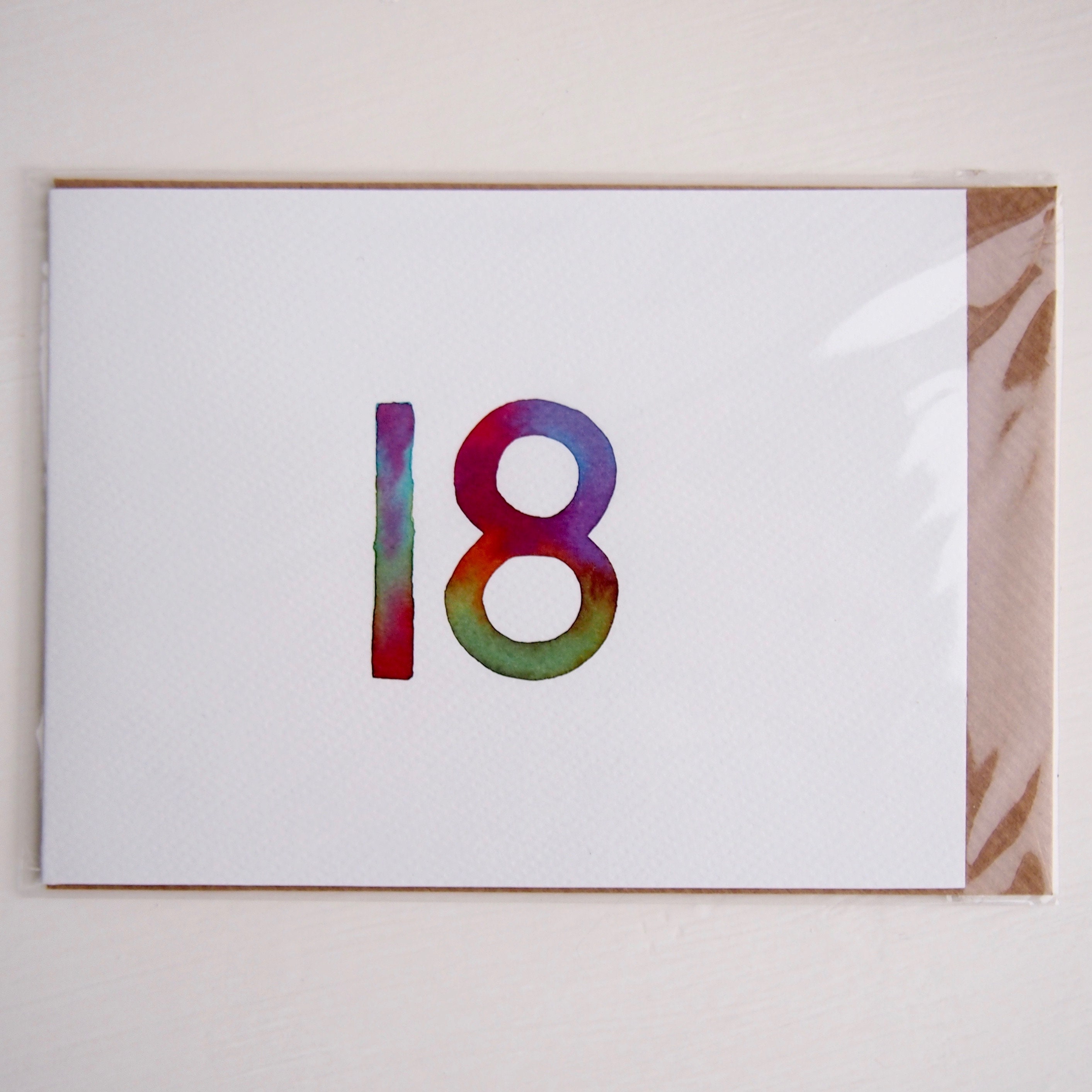 Handmade Watercolour 18th Birthday Card Any Age Card Number | Etsy