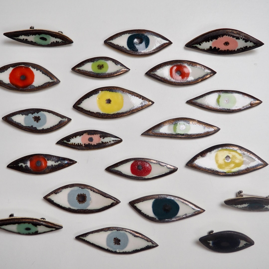 Ceramic Eye Pin Badge Brooch Many Colours, Jewel Colours Eye Jewellery ...