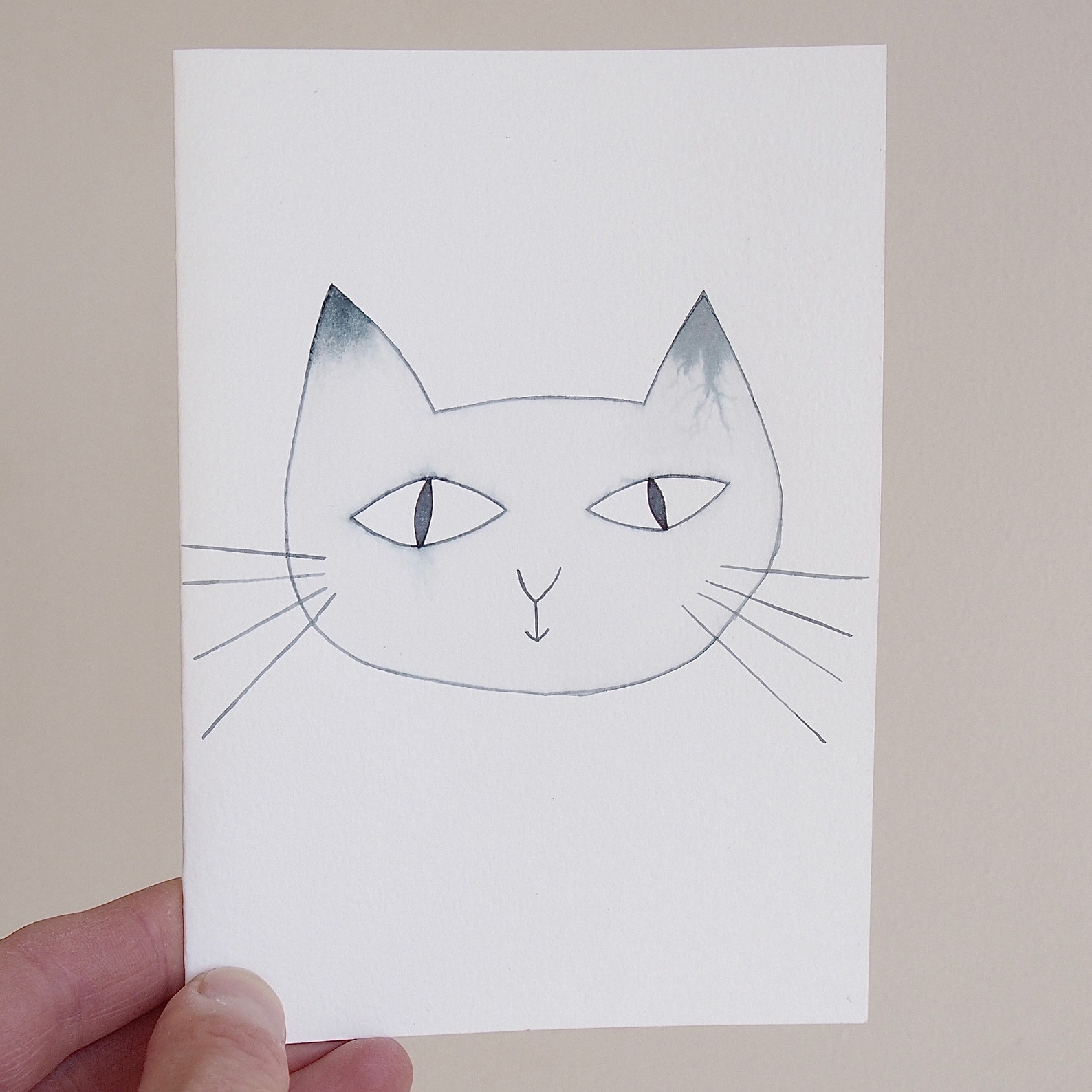 Handmade Personalised Watercolour Cat Face Birthday Card Cat - Etsy