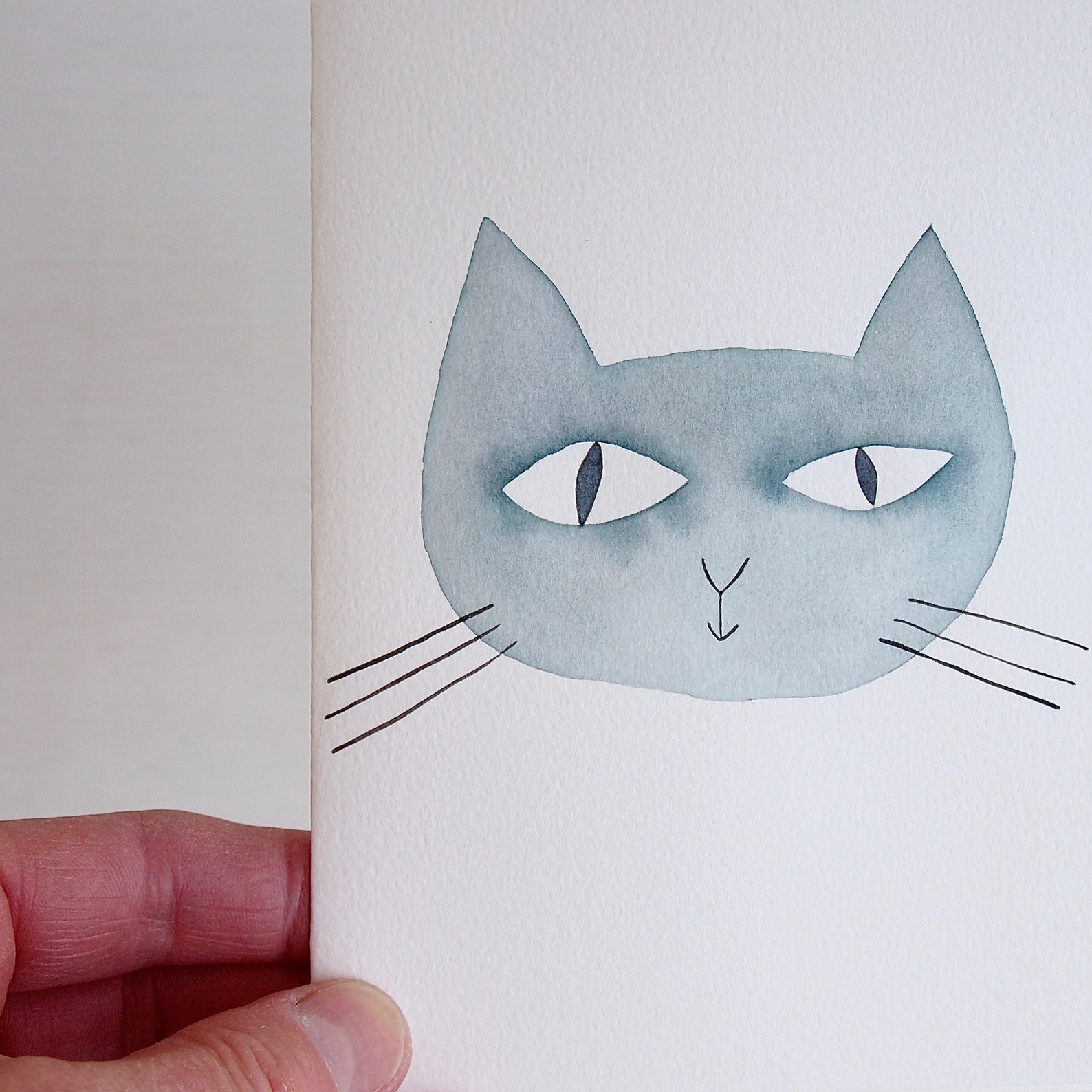Handmade Personalised Watercolour Cat Face Birthday Card Cat - Etsy