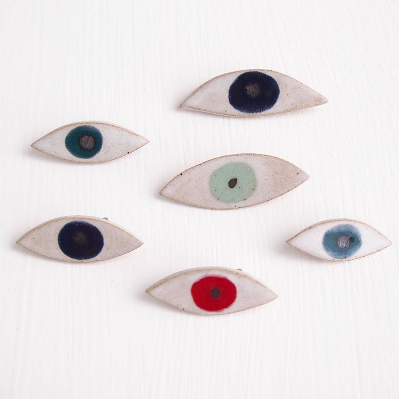 Ceramic Eye Pin Badge Brooch Many Colours Jewel Colours Eye - Etsy