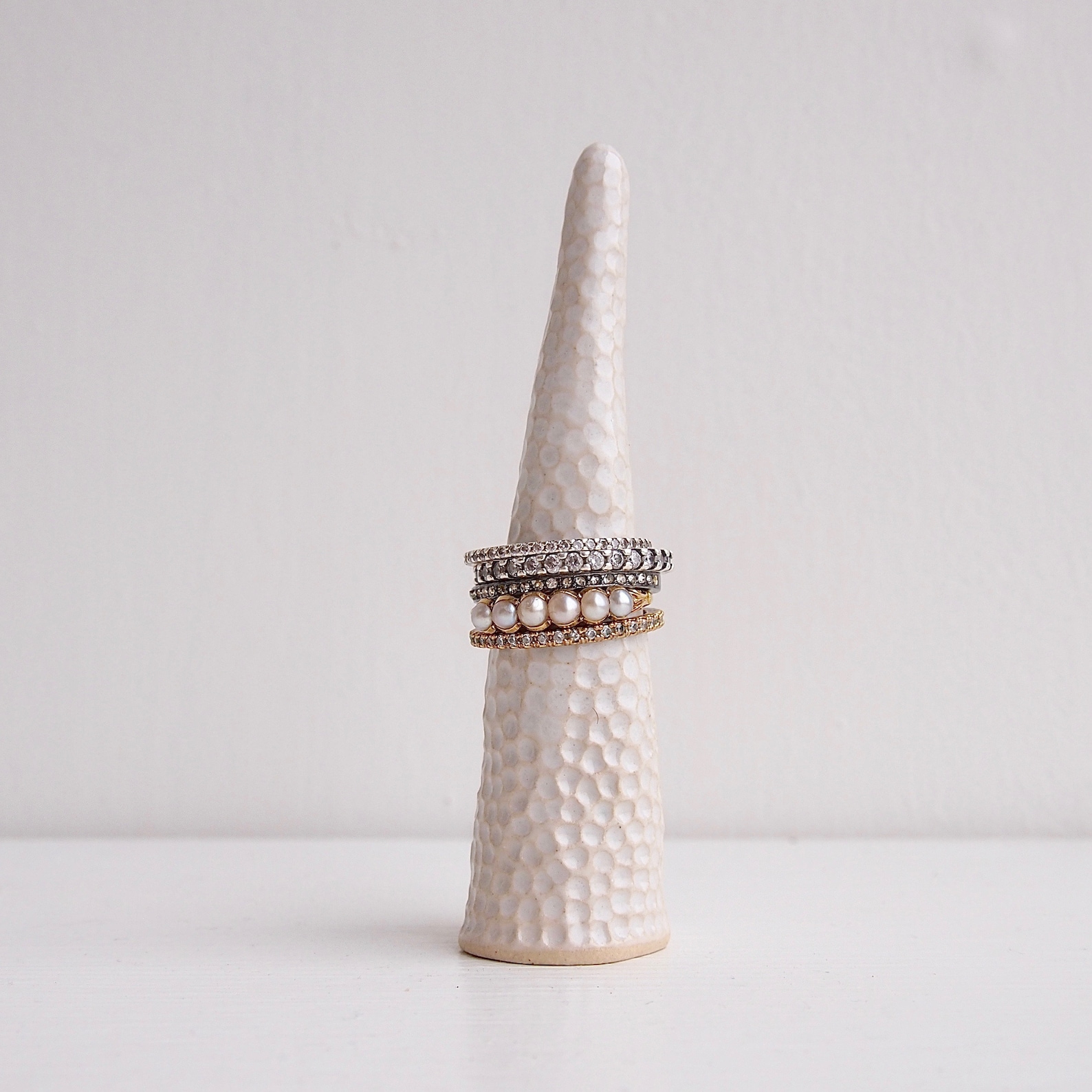 White Handmade Ceramic Ring Cones, Jewellery Storage, Ring Holder ...