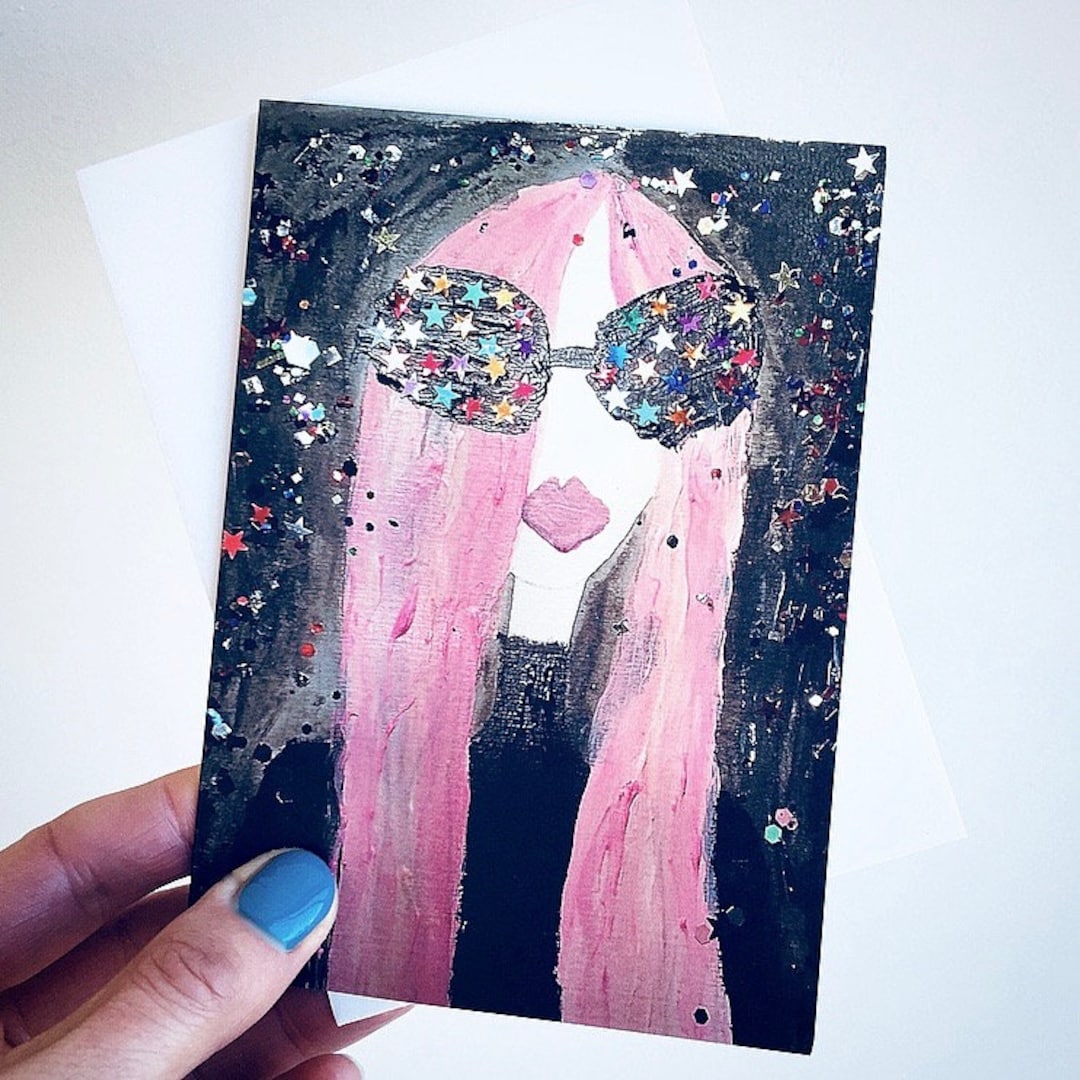 Pink Hair Sunglasses Girl Birthday Card, Barbie Birthday Card, Pink ...