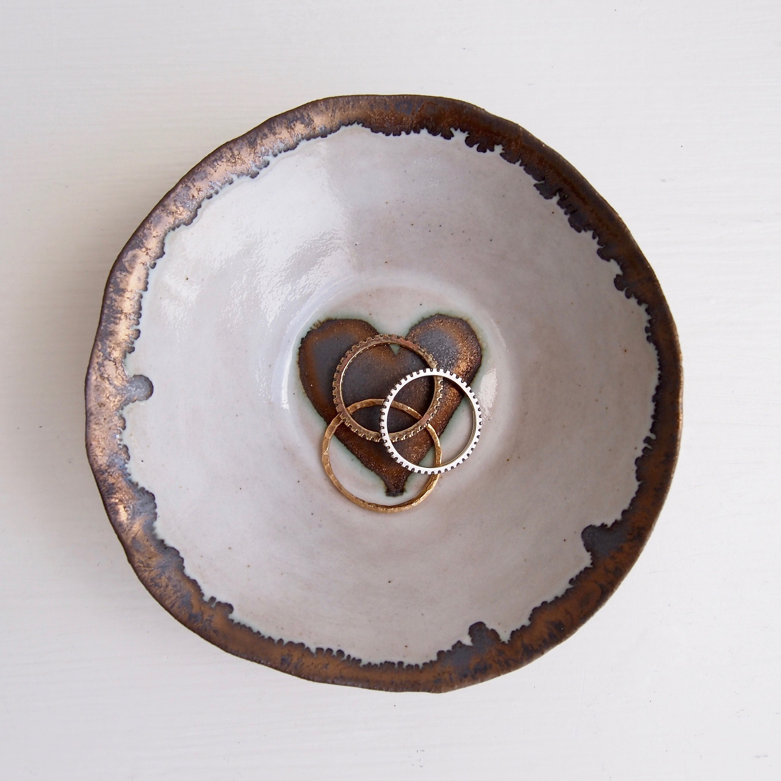 Handmade Gold Heart Ceramic Ring Dish Engagement Gold Heart - Etsy UK