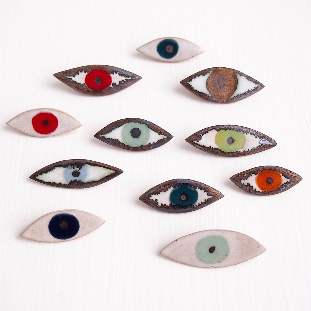 Ceramic Eye Pin Badge Brooch Many Colours Jewel Colours Eye - Etsy