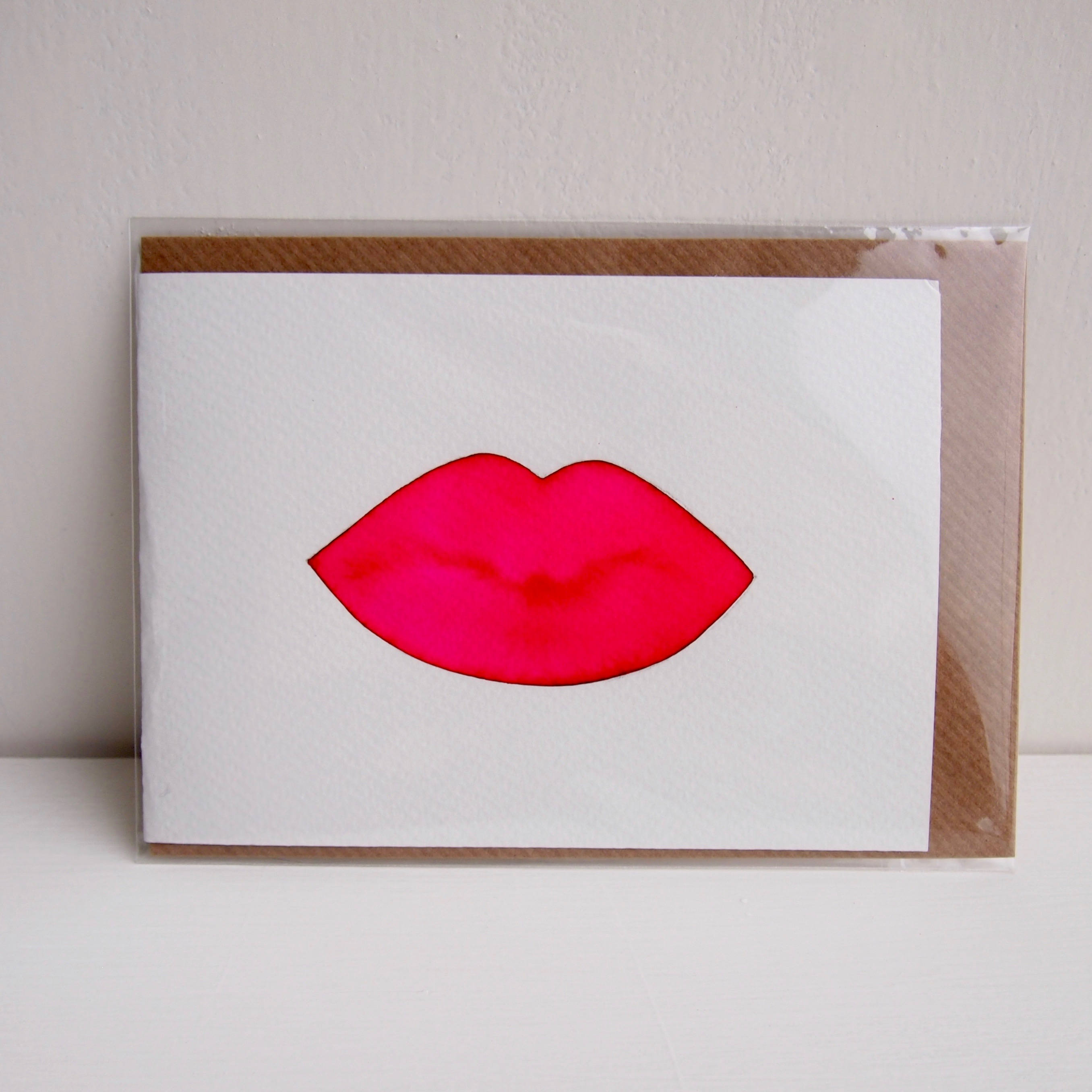 Original watercolour red lips love card lips engagement card | Etsy