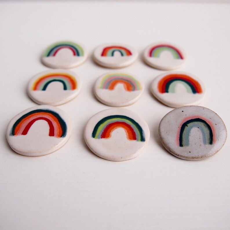 Rainbow Ceramic Pin Brooch Ceramic Rainbow Pin Brooch - Etsy