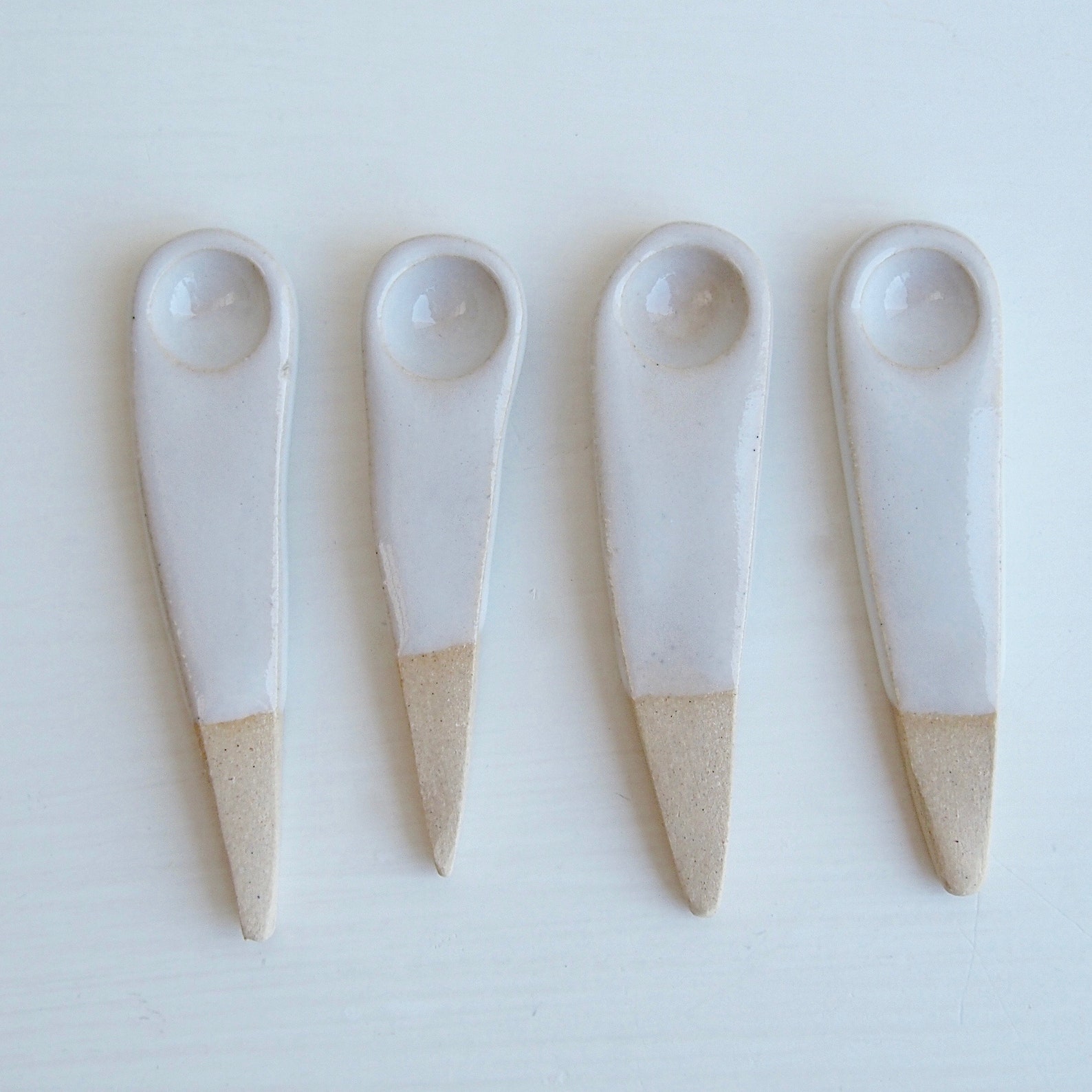 Handmade Mini White Pottery Salt or Spice Spoon White Ceramic - Etsy