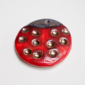 Handmade Ceramic Ladybird Pendant Necklace in Red Gold and Black ...