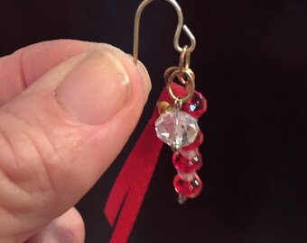 Red Ribbon Earrings - Etsy