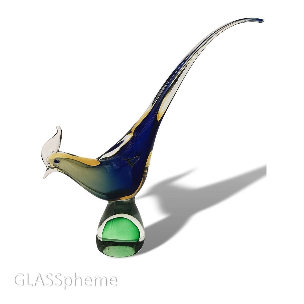 LARGE 17 Mid-Century Modern MURANO Sommerso | Submerged Glass Bird ...