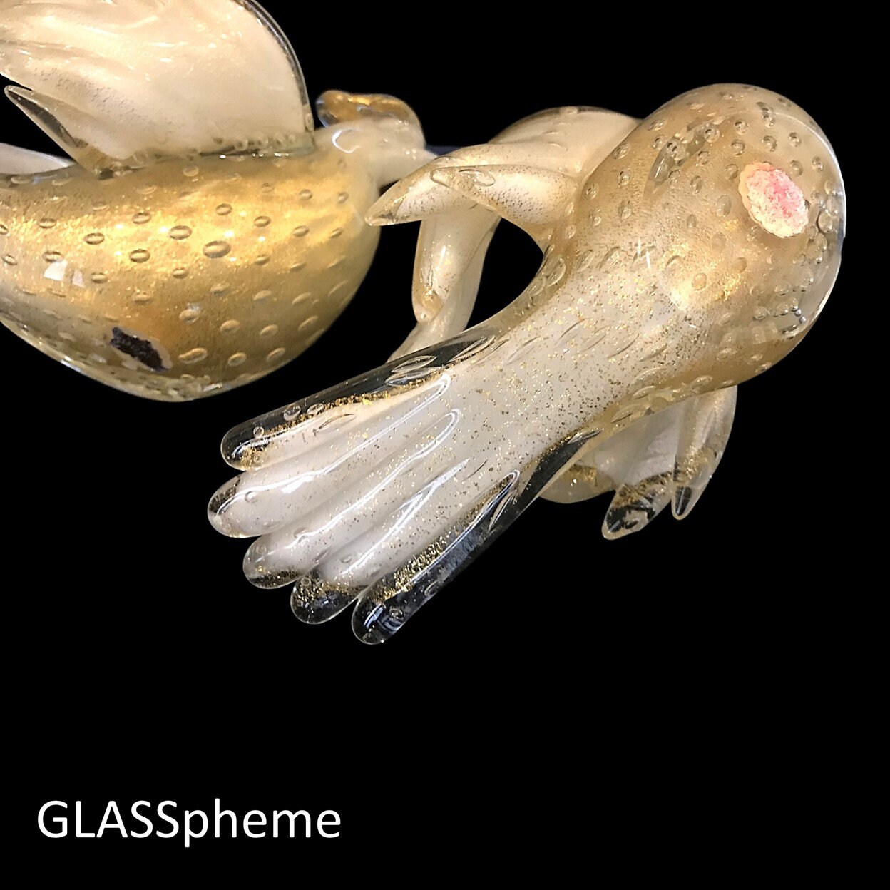 DIVINE RARE SEGUSO Alabastro Gold Cased Bullicante Glass Love Bird ...