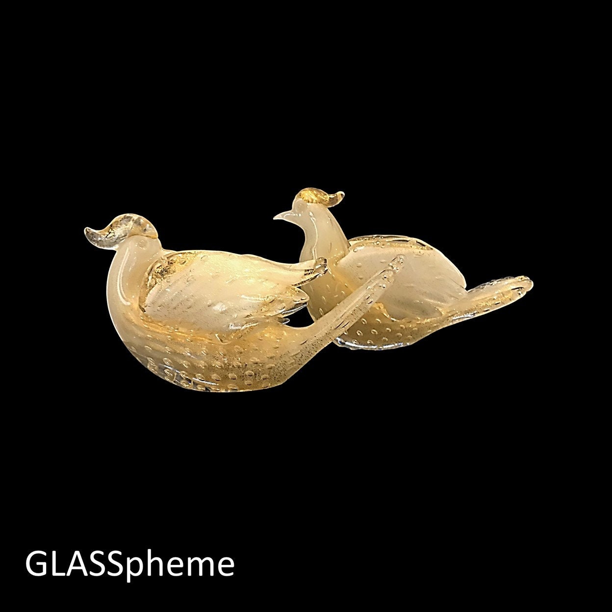 DIVINE RARE SEGUSO Alabastro Gold Cased Bullicante Glass Love Bird ...